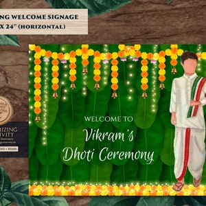 Dhoti Ceremony Sign & Dhoti Function Welcome Sign, Pancha Kattu Sign as ...