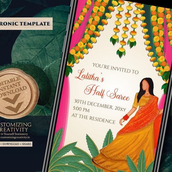 Half Saree Cards - Etsy