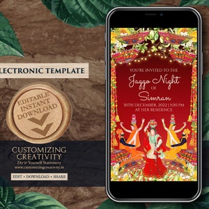 Jaggo Night Invites as Jaggo Wedding Invite, Digital Jaggo Cards, Jaggo ...