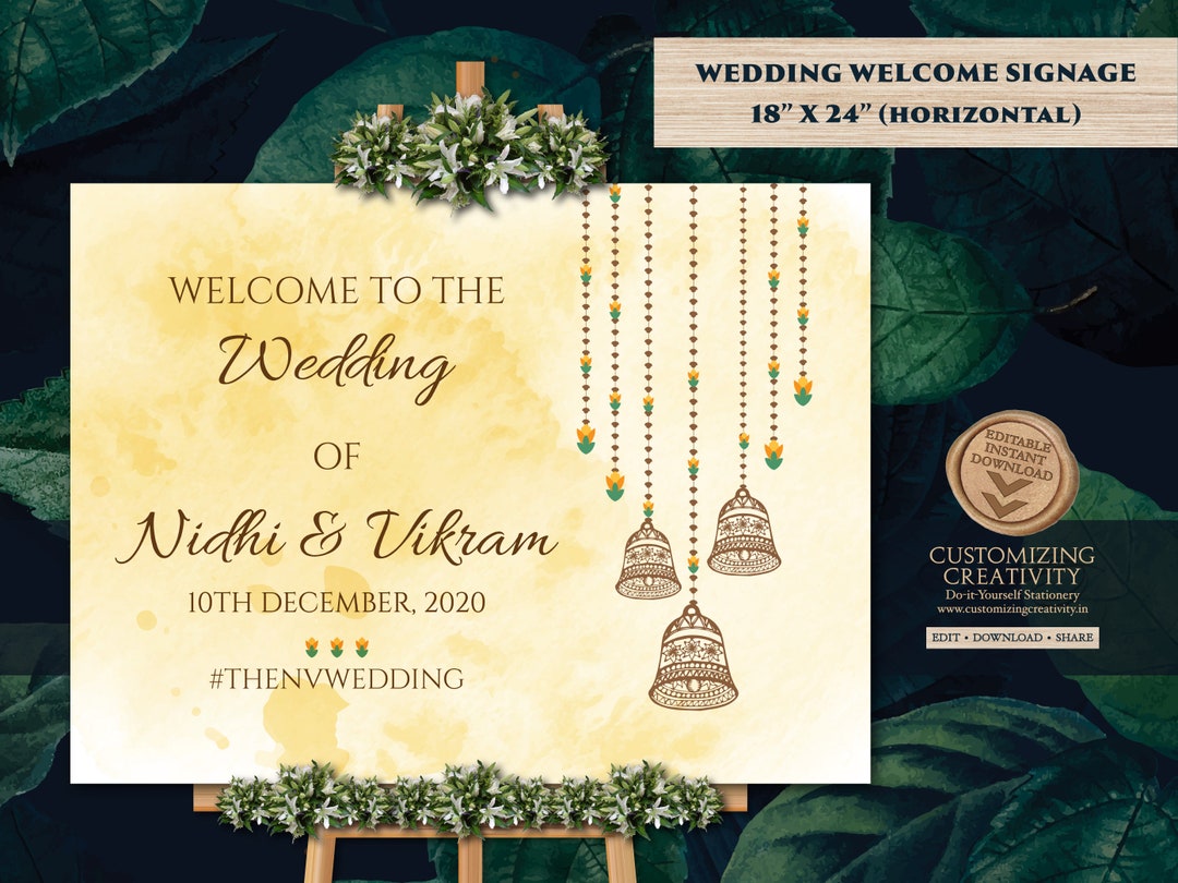Indian Welcome Signage for Wedding Welcome Signs, Indian Wedding Signs ...