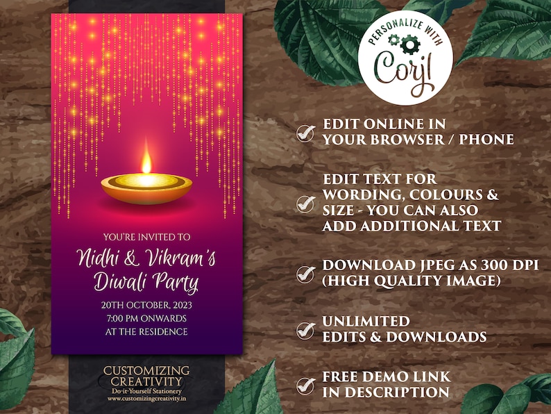 Happy Diwali Invite as Indian Diwali Invite Diwali - Etsy