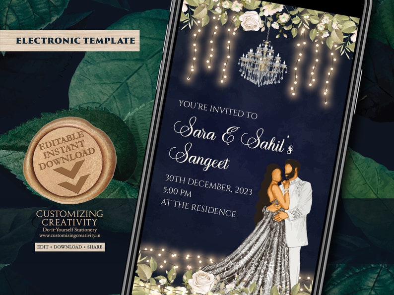 Digital Sangeet Cards & Indian Sangeet Invitations Sangeet - Etsy