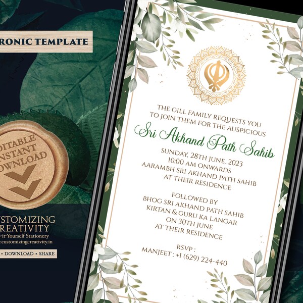 Sehaj Path Invitations - Etsy