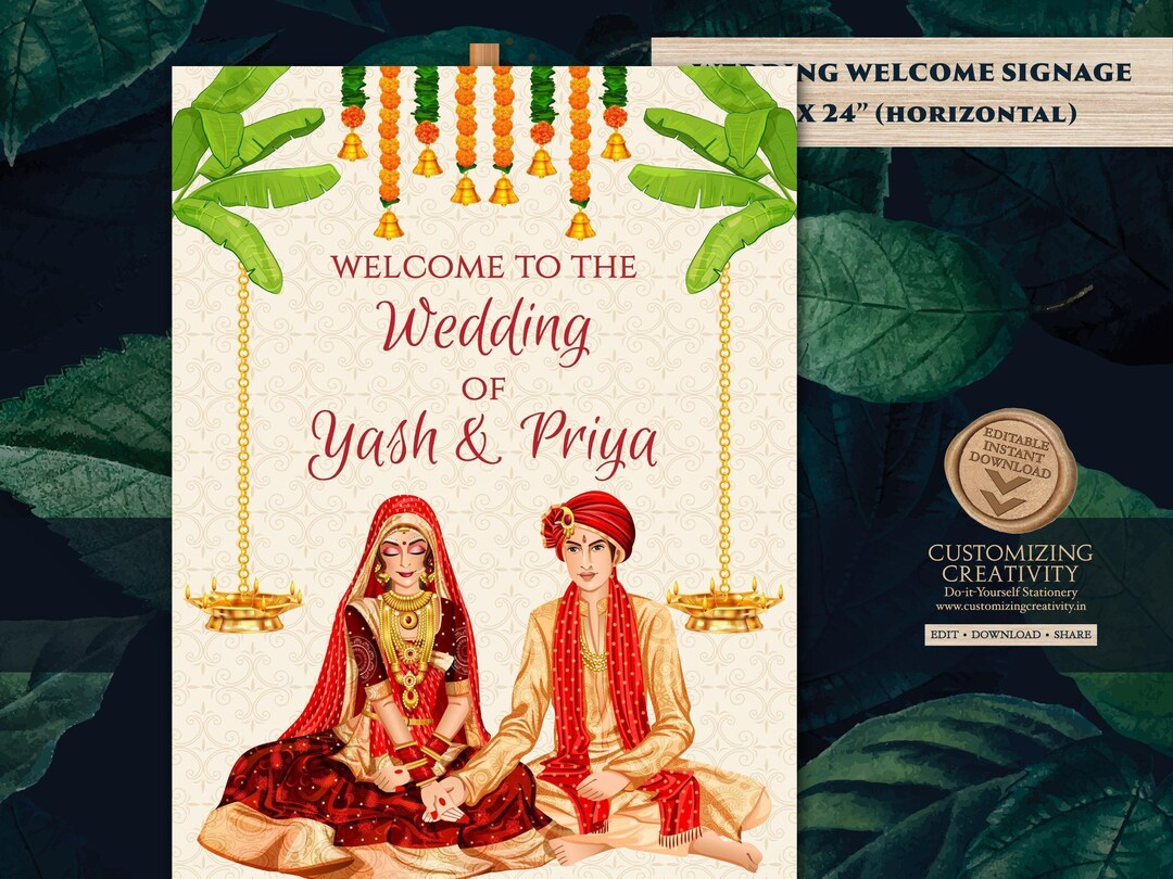Indian Wedding Welcome Sign: Phera Ceremony Decor (digital Download) - Etsy
