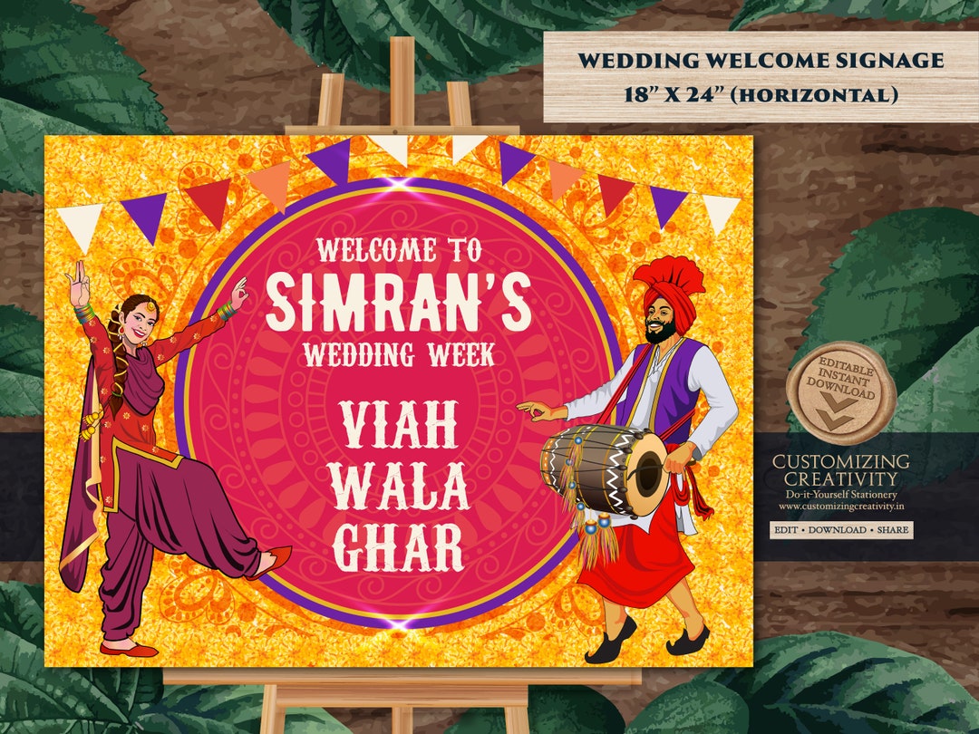 Viah Wala Ghar & Sadi Kuri Da Viah Sign, Punjabi Wedding Sign as Sikh ...