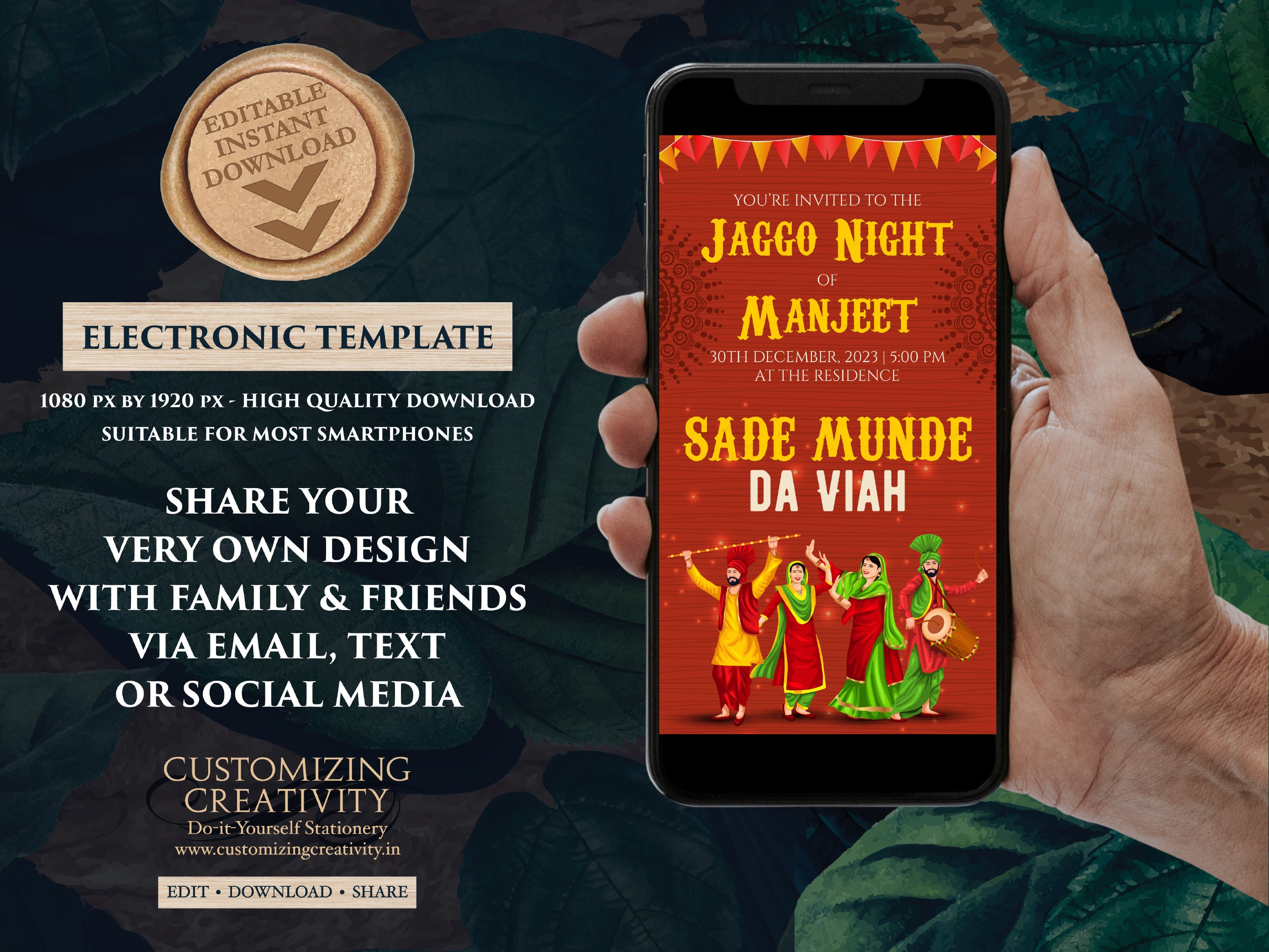 Jaggo Invite as Punjabi Invitations Digital Jaggo Card & Jago - Etsy ...