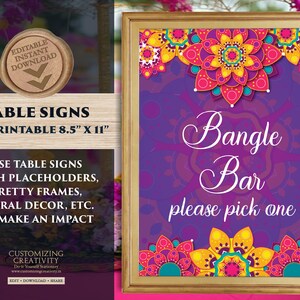 Desi Wedding Decor Bangle Ceremony & Henna Station Signs, Bangle Bar ...