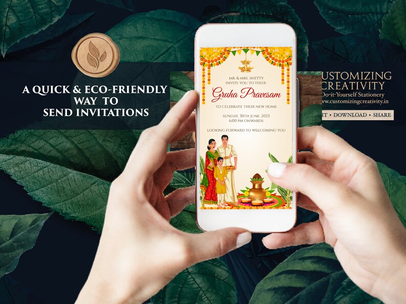 Indian House Warming Cards as Pooja Invite Gruha Pravesh - Etsy