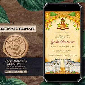 Gruhapravesam Invitation & Indian Housewarming Invitation, Griha ...