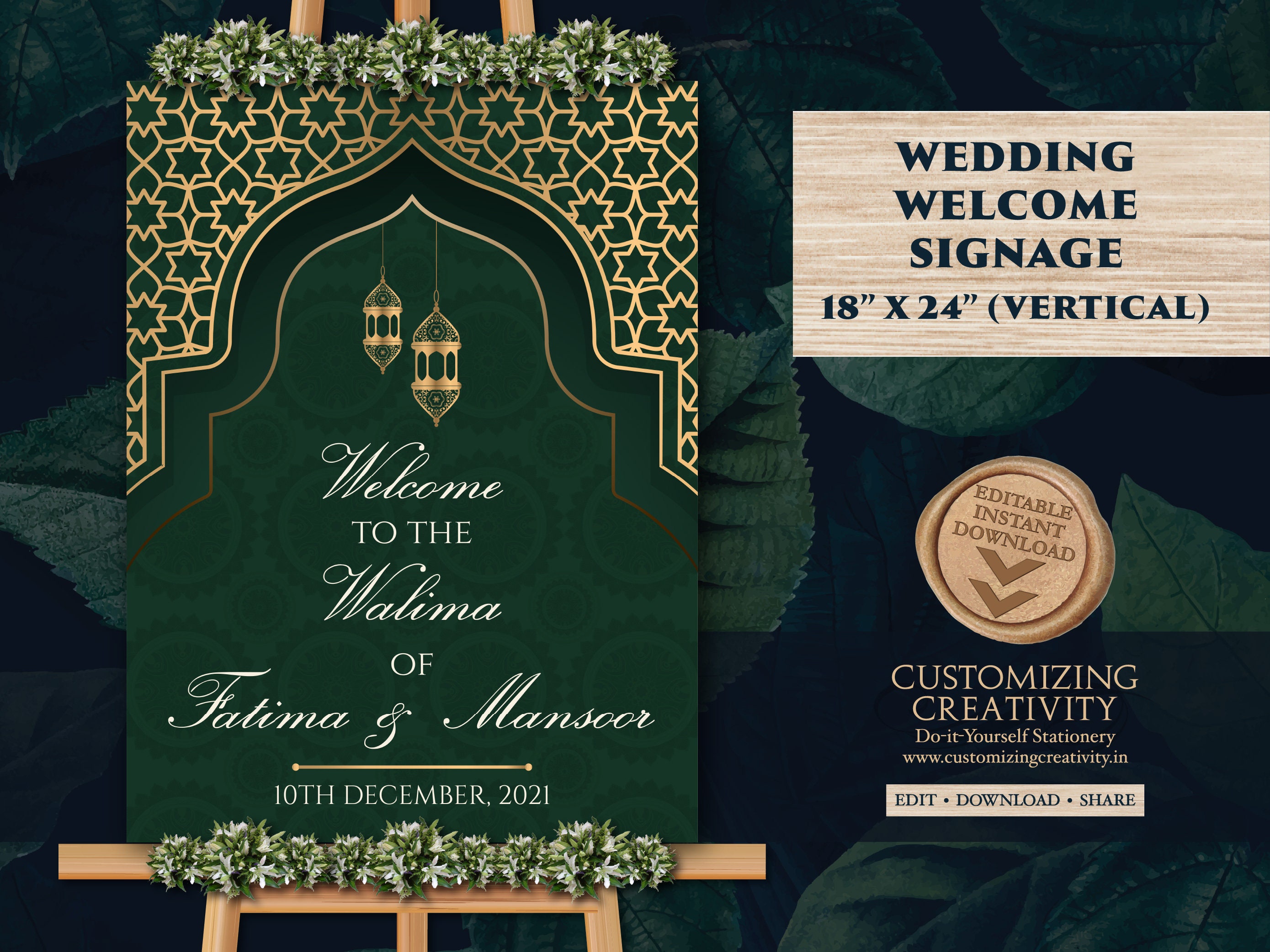 Emerald Green Signage & Muslim Wedding Welcome Sign Emerald - Etsy