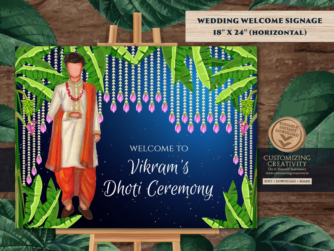 Dhoti Function Signs & Dhoti Ceremony Welcome Sign, Pancha Kattu ...
