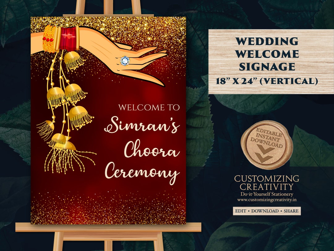 Choora Welcome Signs & Choora Ceremony Signs Choora Signs as - Etsy