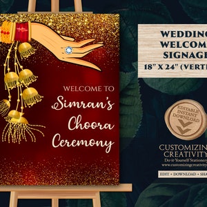 Choora Welcome Signs & Choora Ceremony Signs Choora Signs as - Etsy