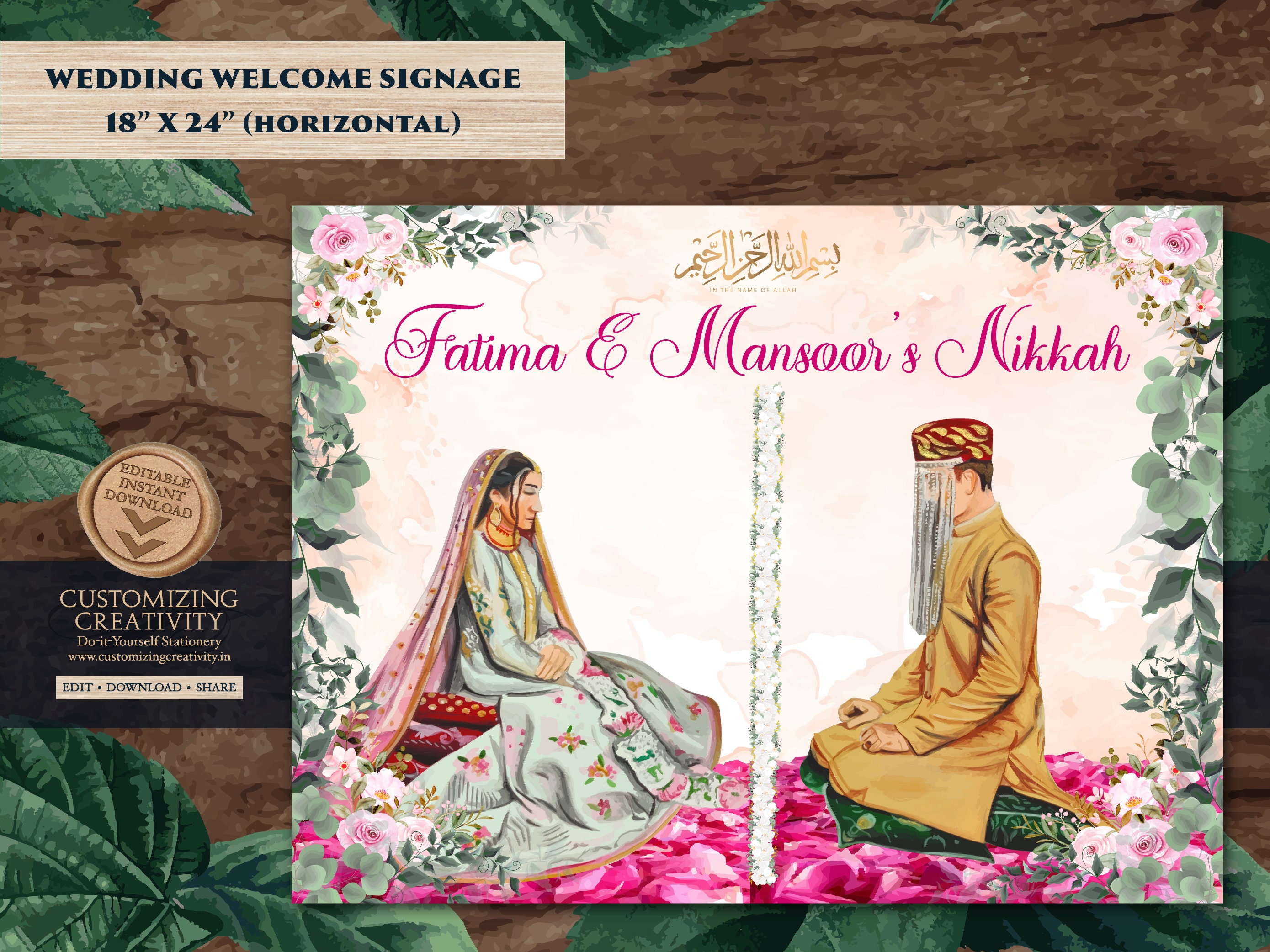 Nikah Welcome Sign Muslim Welcome Sign Nikkah & Nikah Welcome | Etsy