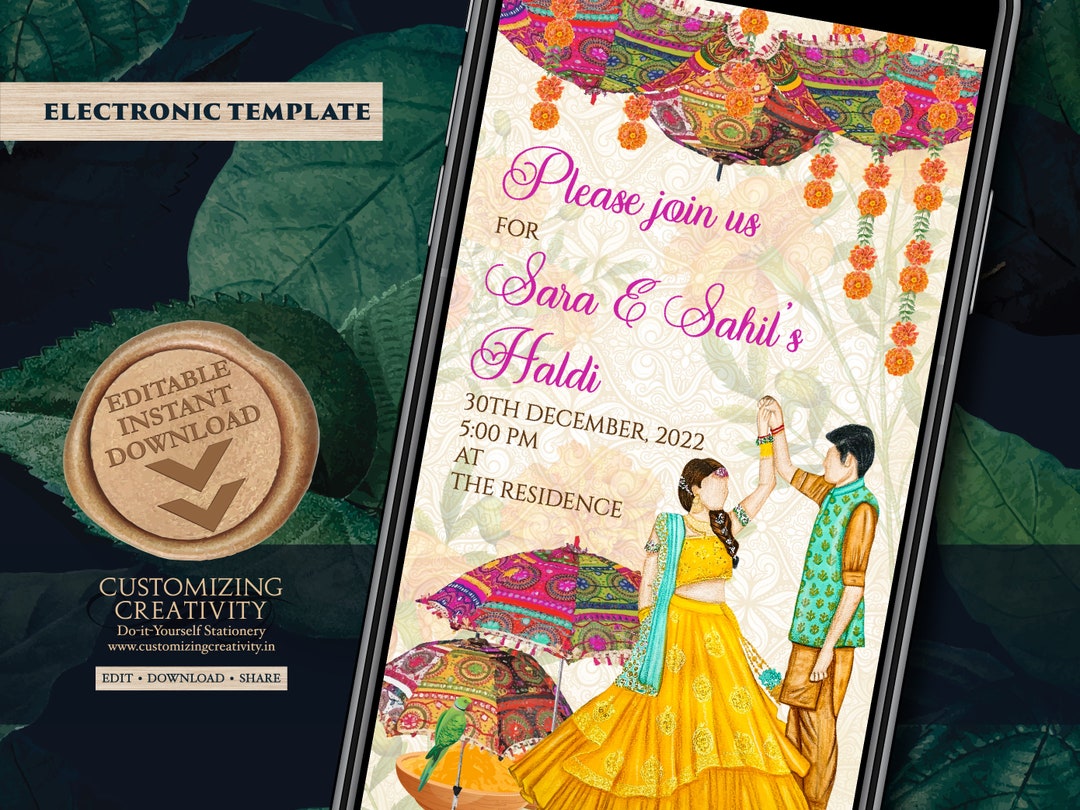 Haldi Invitations & Pithi Invites, Haldi Invite Card as Pithi ...