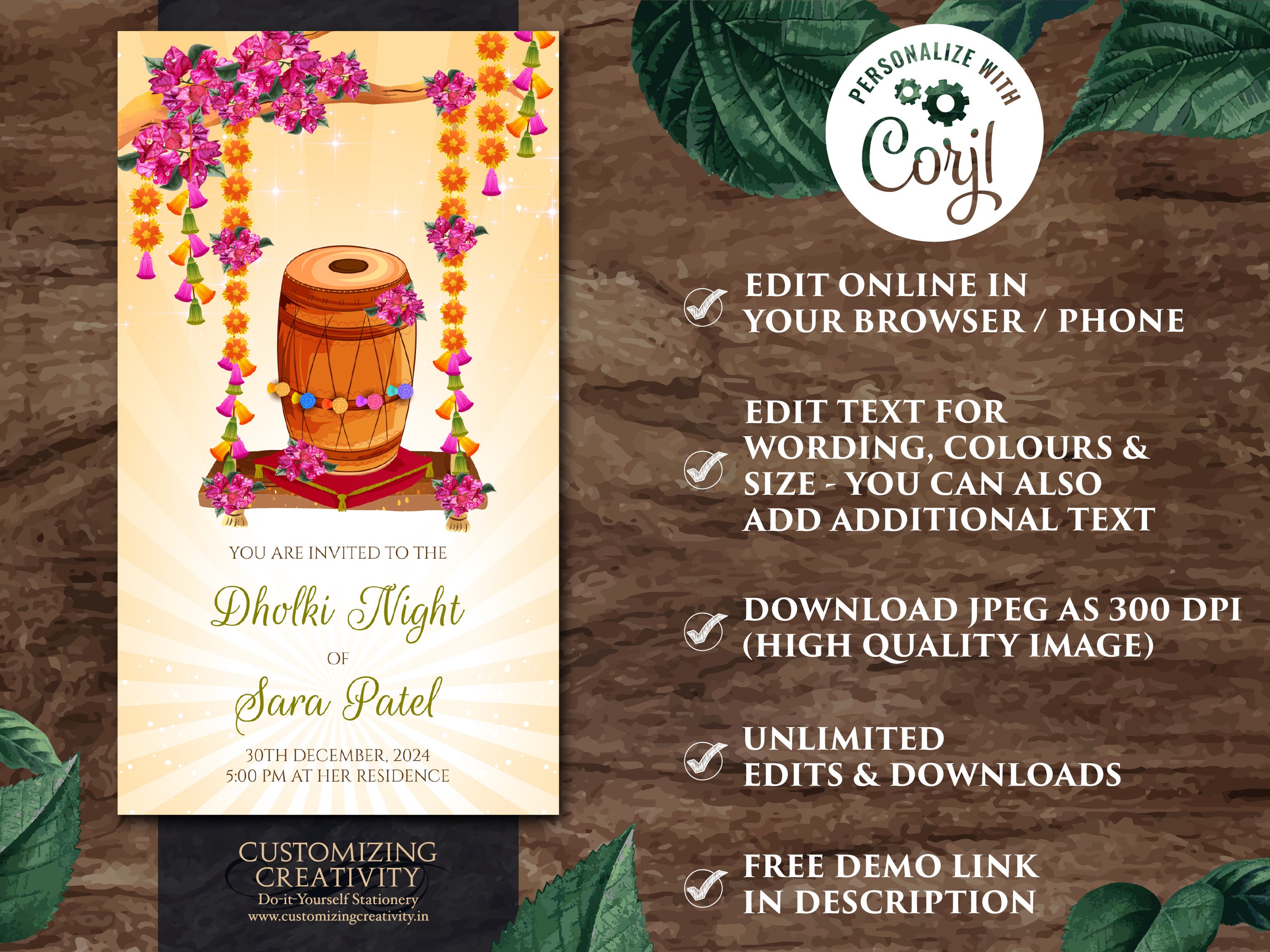 Dholki Invitations & Dholki Invite Digital Pakistani Wedding - Etsy UK
