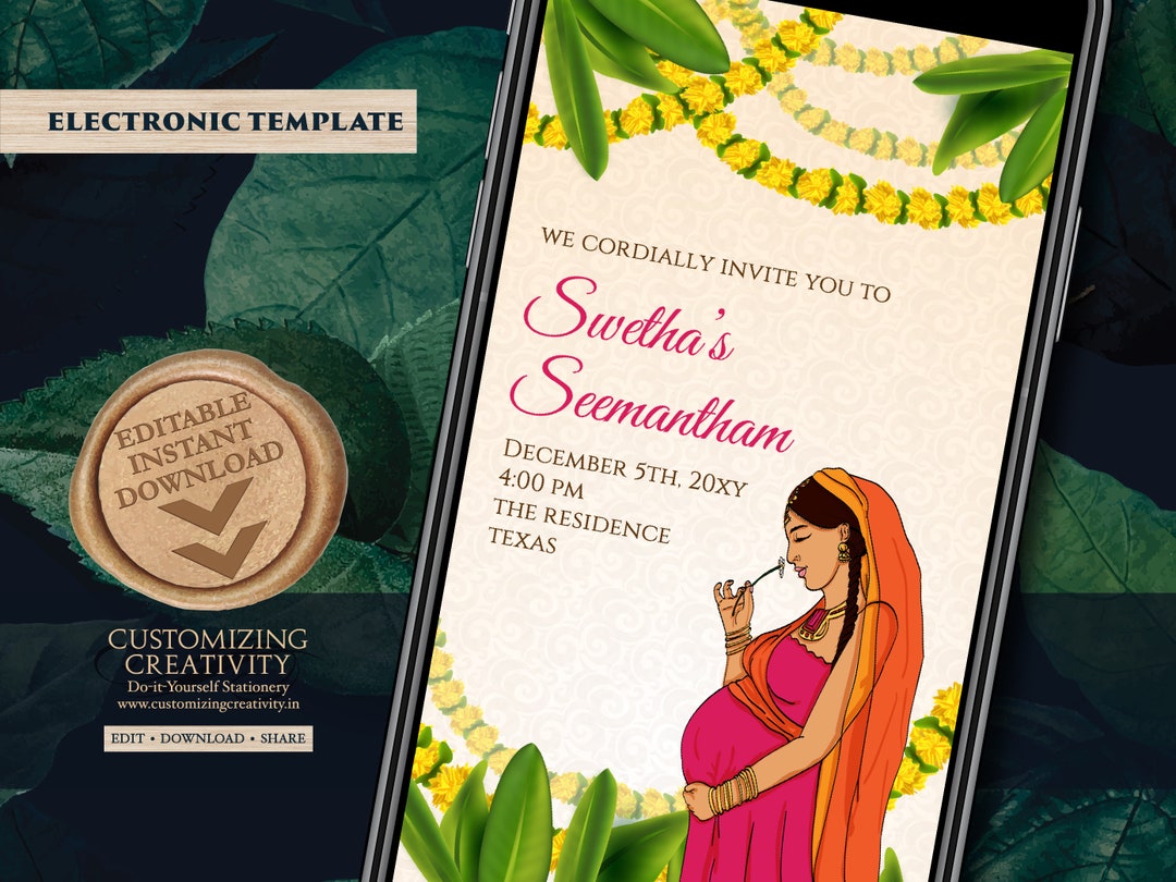 Valaikappu Seemantham Invite Godh Bharai, Sreemantham Invite as ...