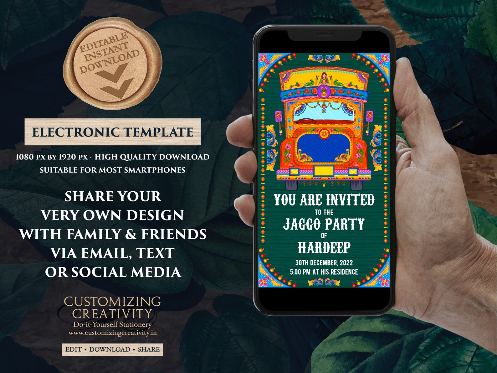 Jago Party Invite & Bollywood Party Invite Digital Jaggo - Etsy