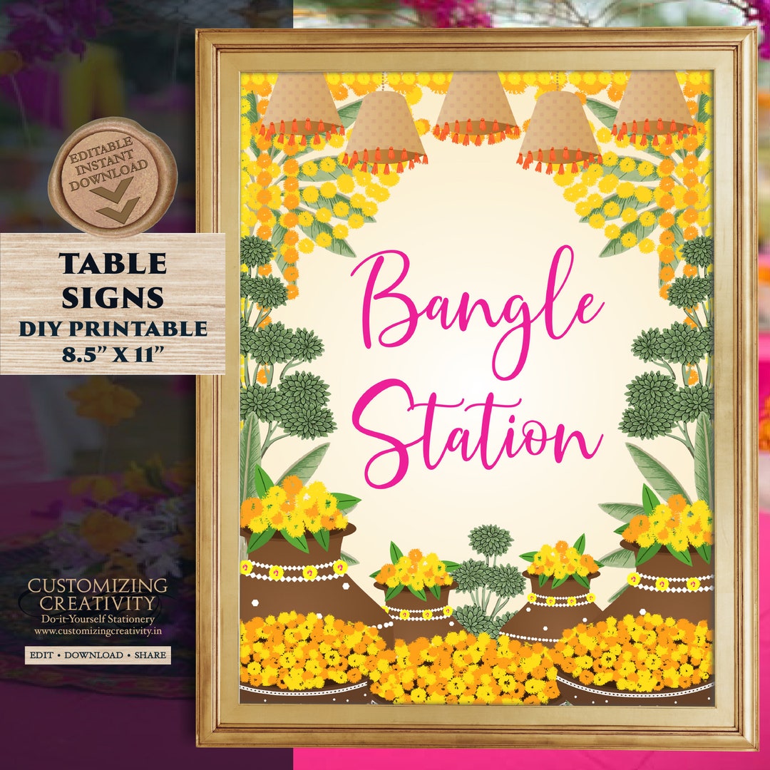 Bangle Station Signs Bindi Bar Signs, Mehndi Decor as Indian Wedding ...