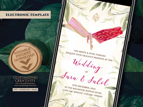 Digital Indian Wedding Cards as Digital Wedding Invitations | Etsy
