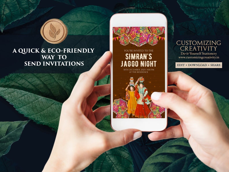 Punjabi Jago Invitation Digital as Jago Invites Jaggo Cards & | Etsy