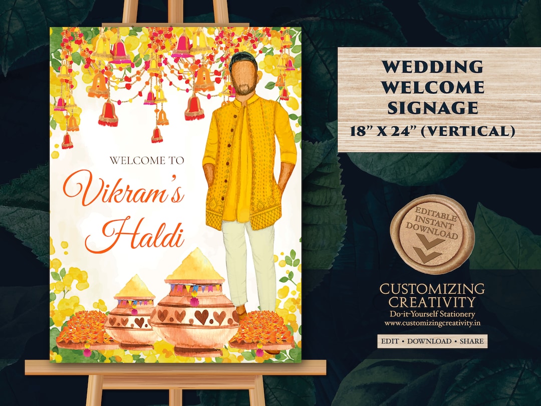 Boy Haldi Posters & Groom Haldi Signs, Welcome to Haldi Sign for Boy as ...