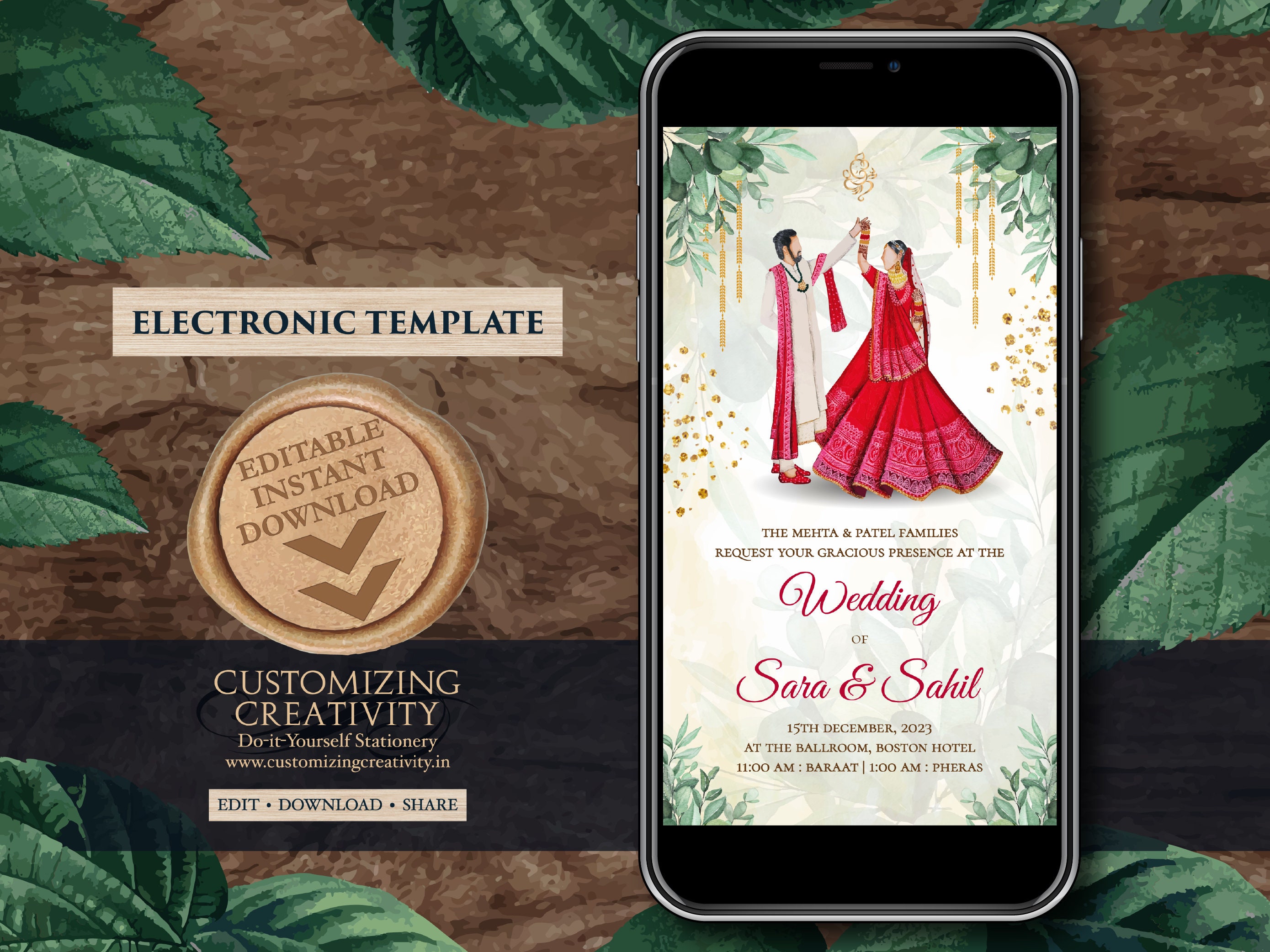 Hindu Invitations as Hindu Wedding Invites Indian Wedding - Etsy UK