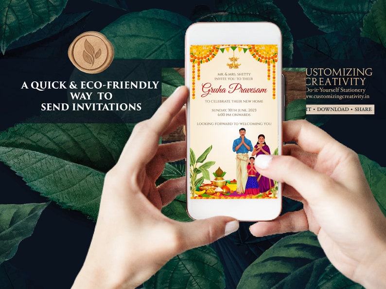 Gruhapravesam Invite Griha Pravesh Invitation Housewarming - Etsy