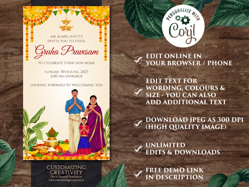 Gruhapravesam Invite Griha Pravesh Invitation Housewarming - Etsy