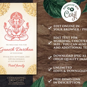 Ganesh Chaturthi Card Ganpati Darshan Invitations , Ganesha Invitations ...