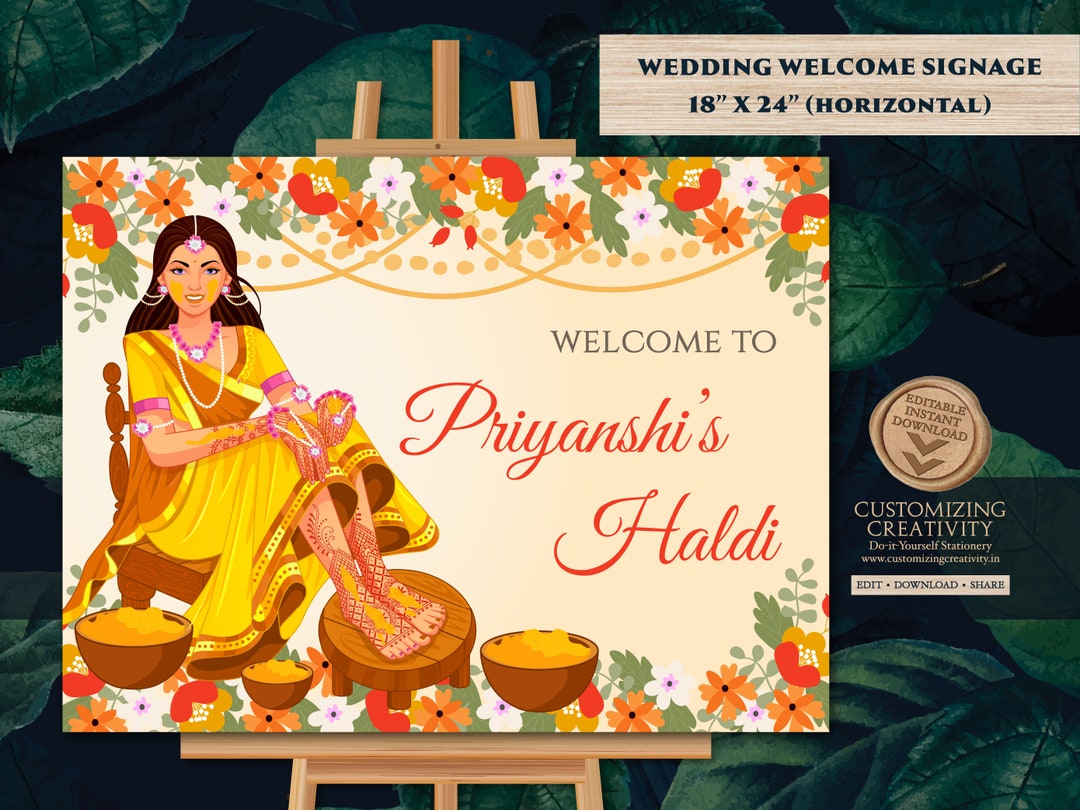 Haldi Welcome Sign Welcome to Haldi Poster, Wedding Haldi Decor & Haldi ...