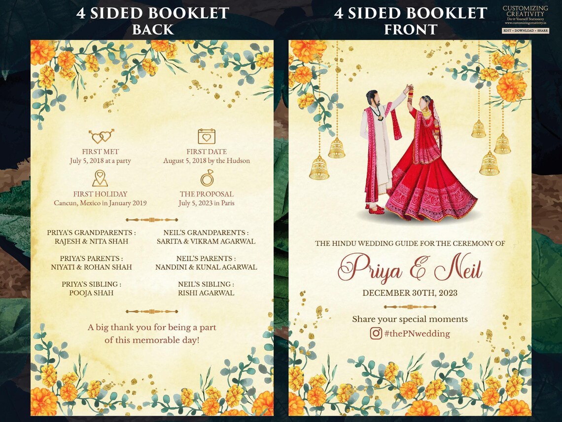 Indian Wedding Program Template: Hindu Ceremony Guide (digital Download ...