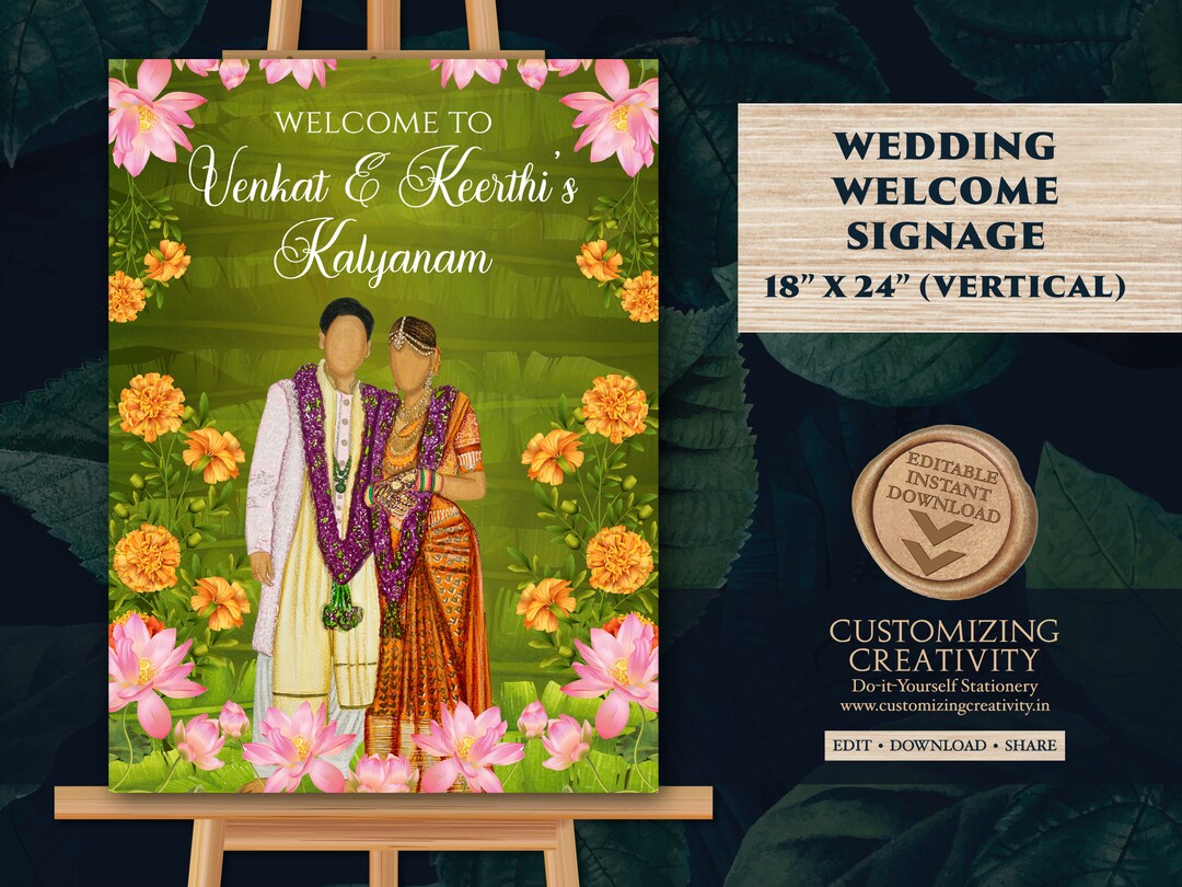 Tamil Welcome Sign as Telugu Wedding Sign Indian, South Indian Signs ...