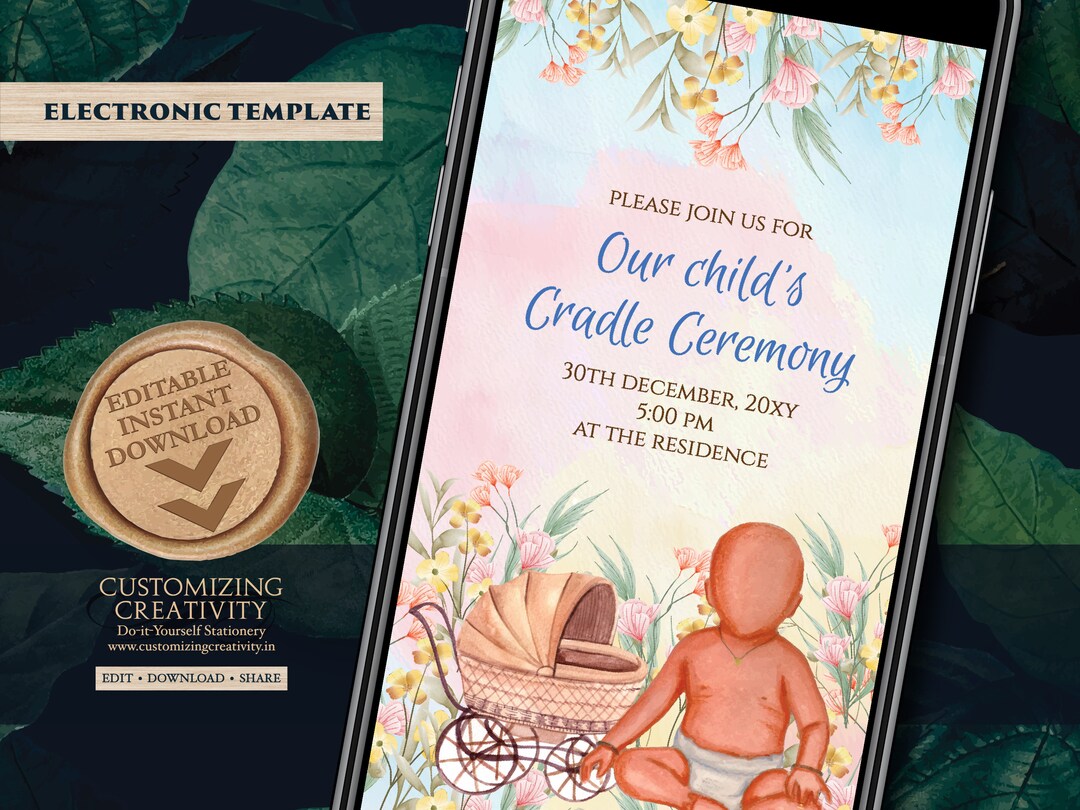 Cradle Ceremony Invitation Naming Ceremony Invites, Annaprashan Invites ...