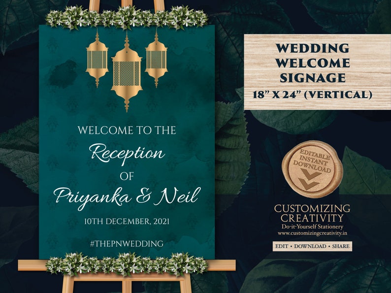 Reception Welcome Sign as Muslim Wedding Sign Muslim Welcome - Etsy