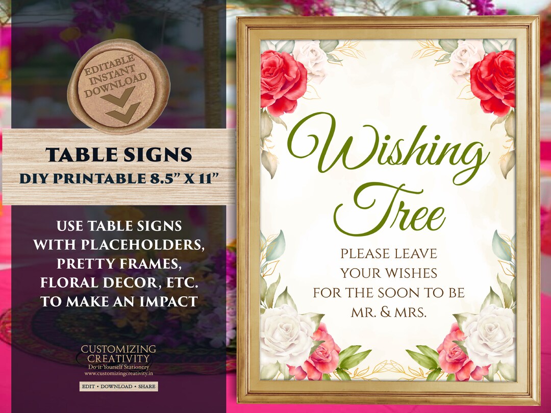Indian Table Decor Wishing Tree Table Sign, Wishing Tree Decor Desi ...