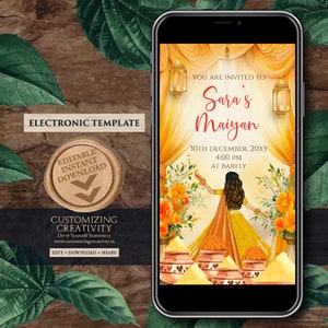 Pithi Invitations Maiyan Invitations, Haldi Invites Digital Haldi ...