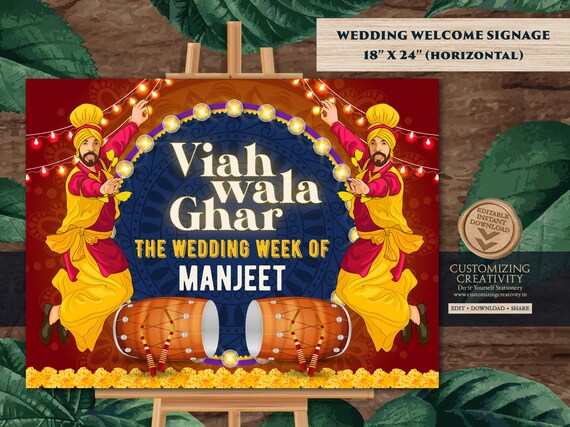 Sade Munde Da Viah Sign as Viah Wala Ghar Sadi Kuri Da Viah - Etsy