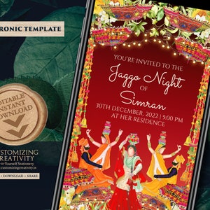 Jaggo Night Invites as Jaggo Wedding Invite, Digital Jaggo Cards, Jaggo ...