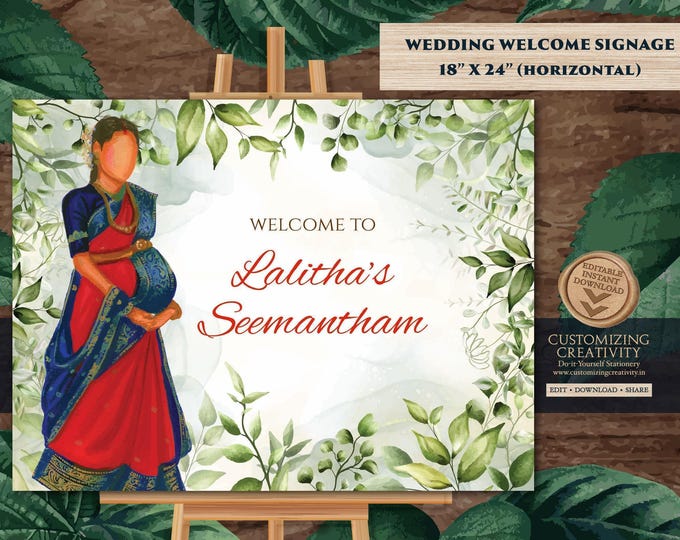 Seemantham Welcome Board for Indian Baby Shower or Sreemantham Welcome ...