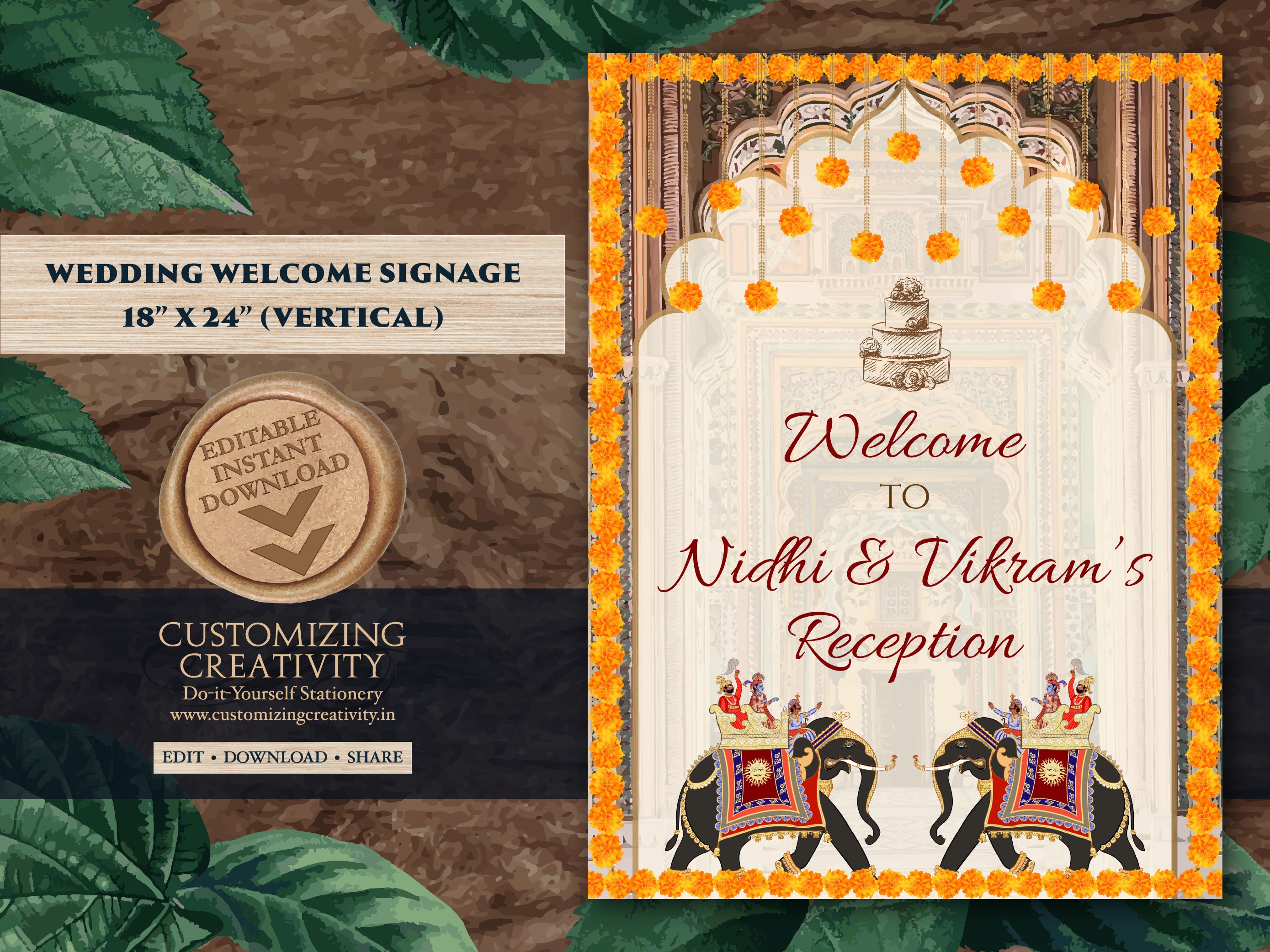 Elephant Welcome Signs as Elephant Signage Indian Wedding | Etsy