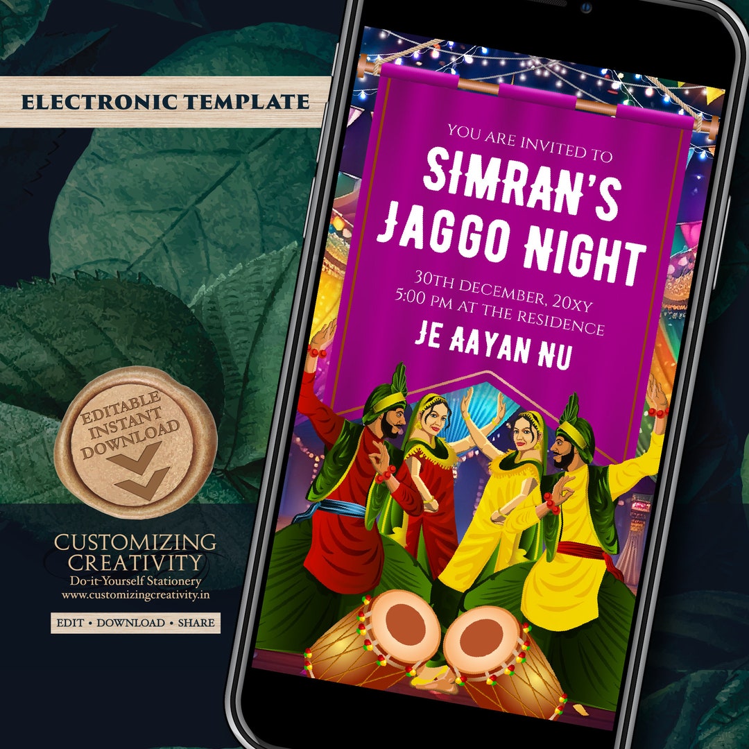 Jaggo Invites Jago Invitation, Digital Jago Night Invites as Jago Cards ...