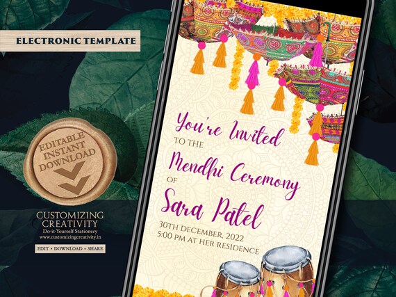 Henna Party Invites Mehndi Invites Mendhi Night Invites & | Etsy