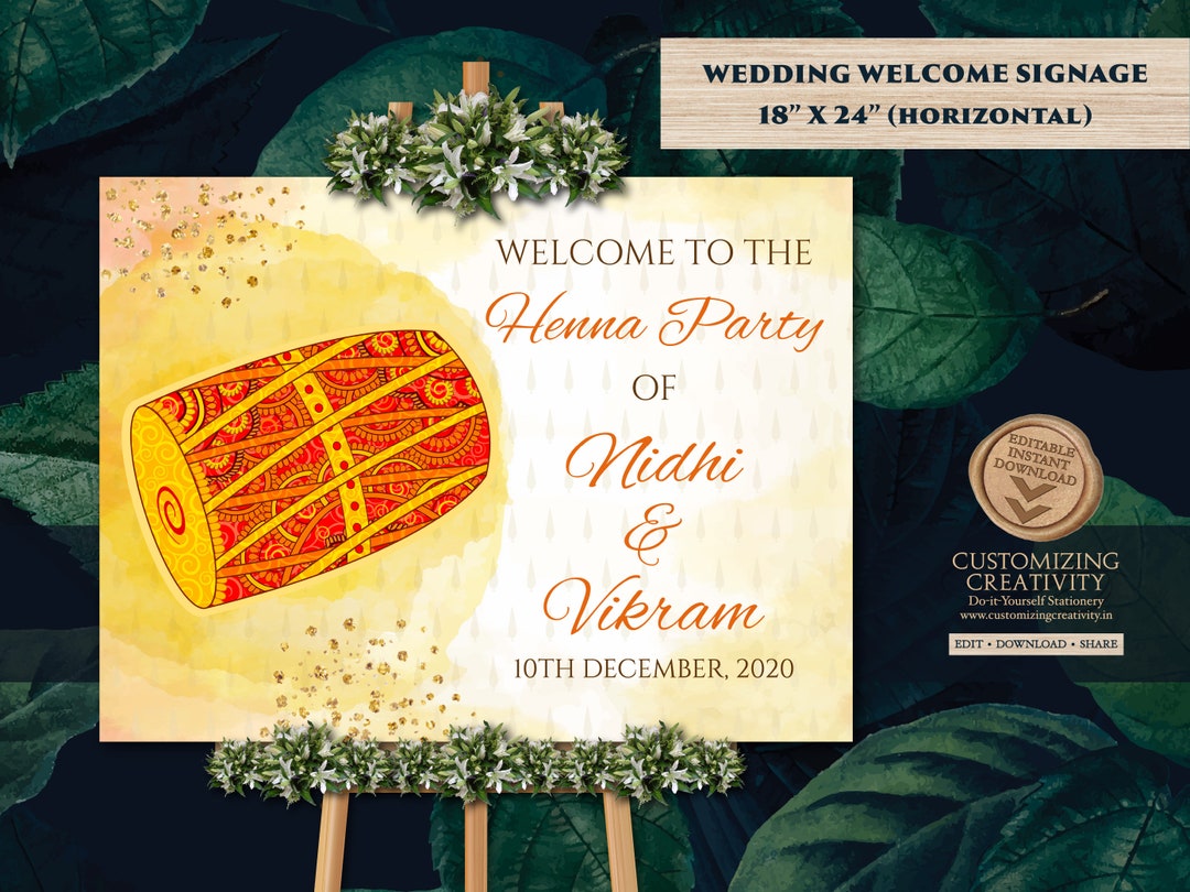Dholki Signs as Dholki Welcome Sign, Dholki Decor Signage & Mehndi ...