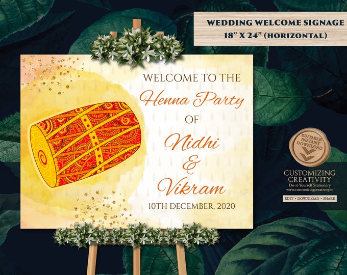 Dholki Signs as Dholki Welcome Sign, Dholki Decor Signage & Mehndi ...