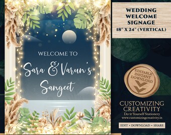 Sangeet Welcome Sign Indian Sangeet Decor, Indian Sangeet Sign as ...