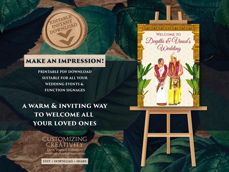 Tamil Wedding Welcome Sign: South Indian Kalyanam Decor (digital ...