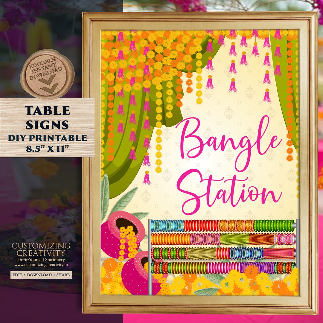 Bangle Station Signs Bindi Bar Signs, Mehndi Decor as Indian Wedding ...