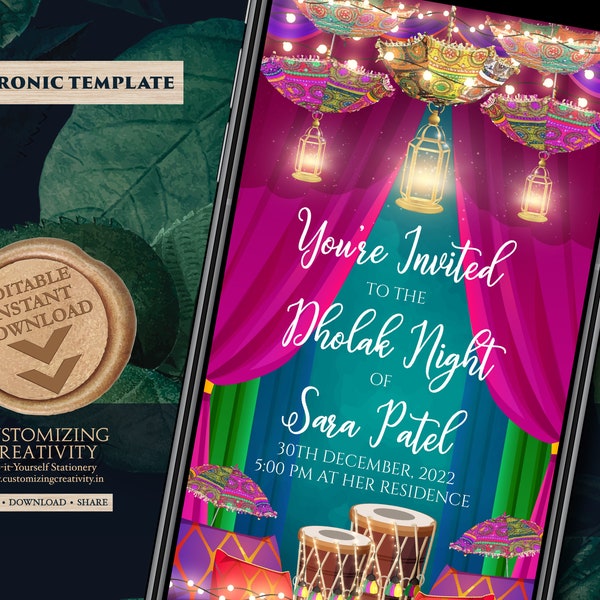 Dholki Invitation Template - Etsy
