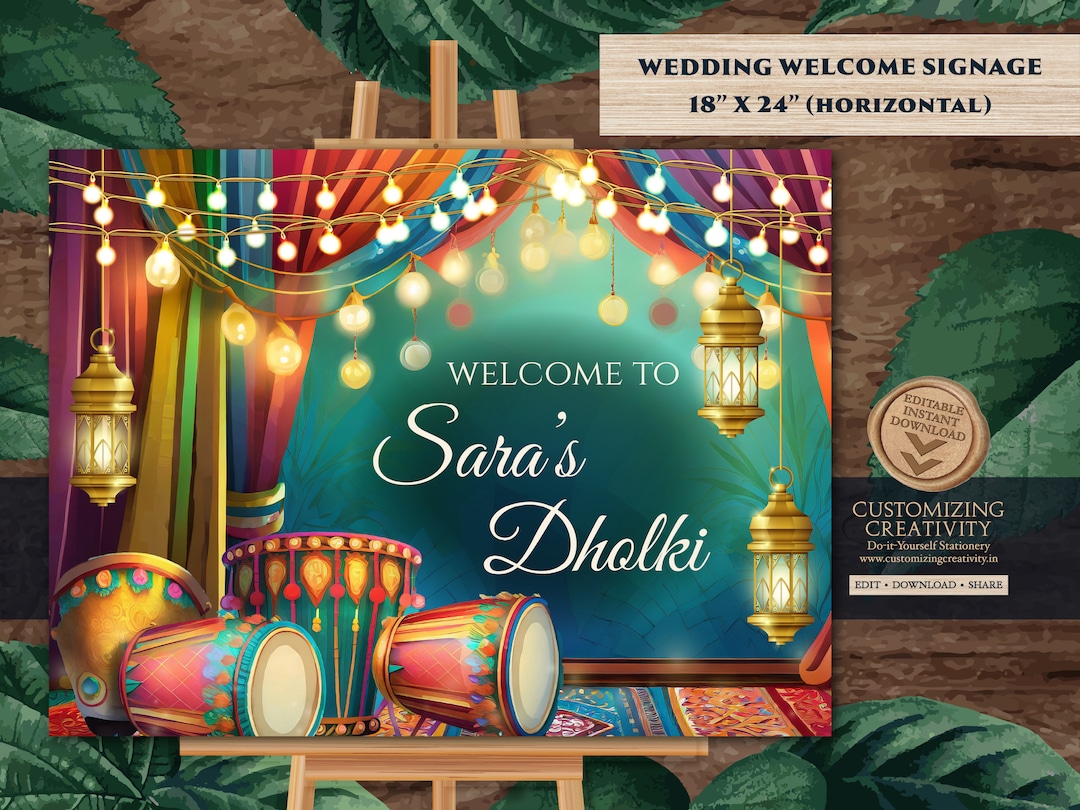 Dholki Sign Dholki Decor, Dholki Welcome Sign & Dholki Decoration ...